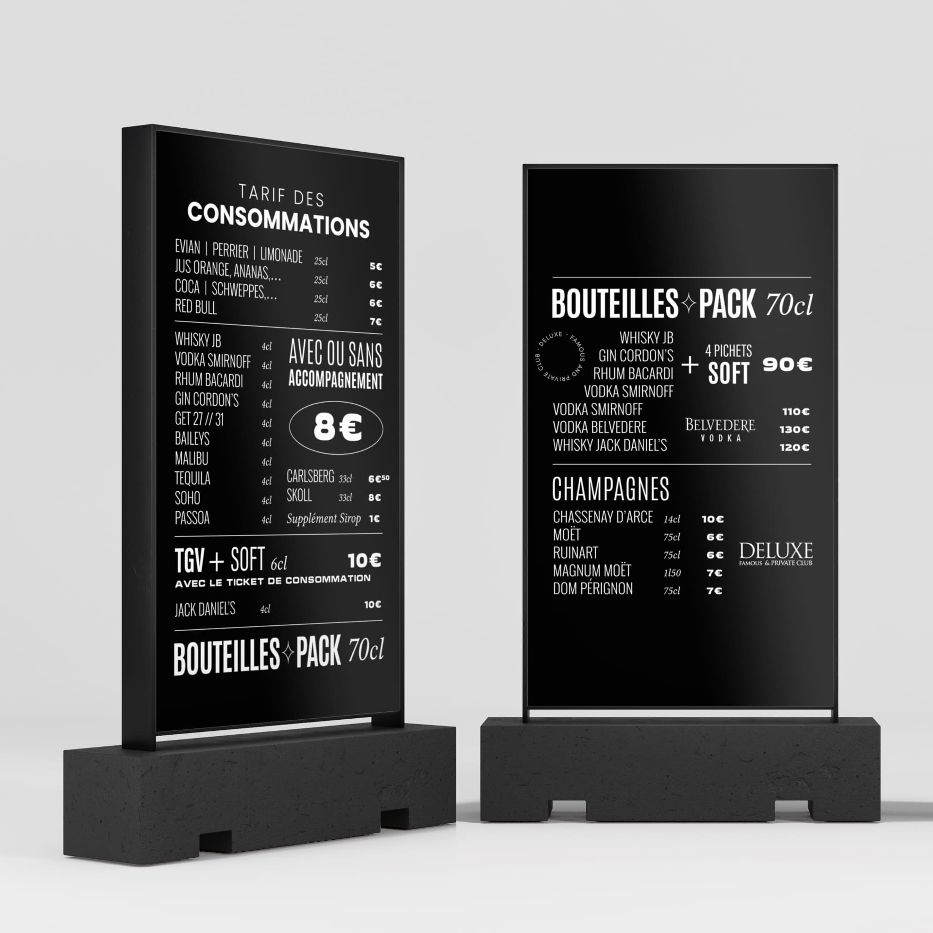 Carte des boissons - Deluxe Club - F&FC Agency